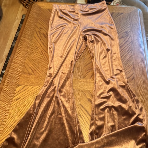 Wearever | Pants & Jumpsuits | Bronze Shimmer Velour Flared Pants Size ...